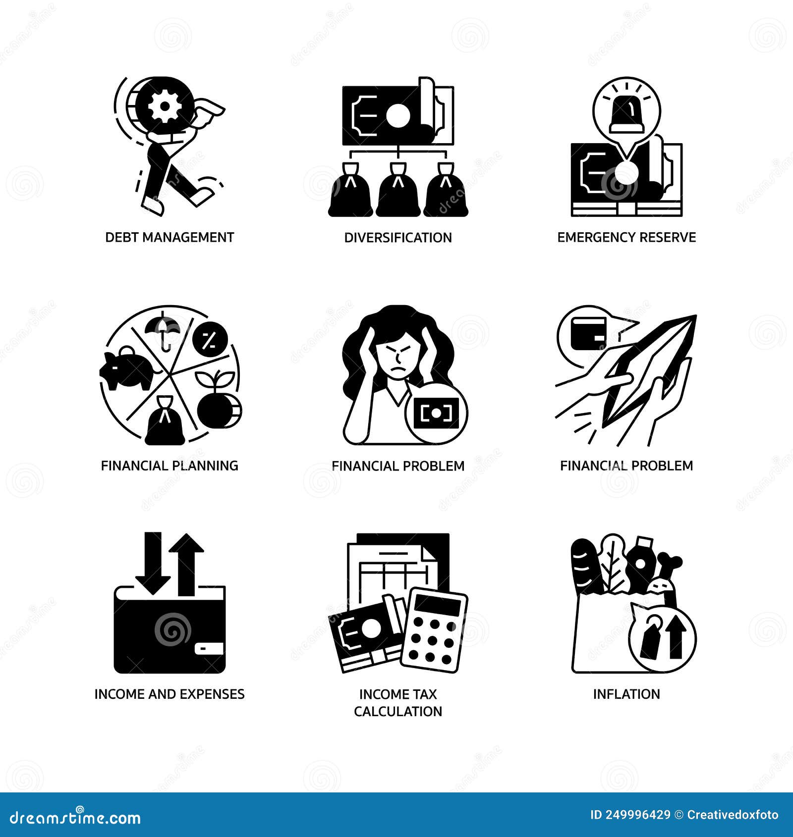 Financial Literacy Icon Set Stock Vector - Illustration of loan ...
