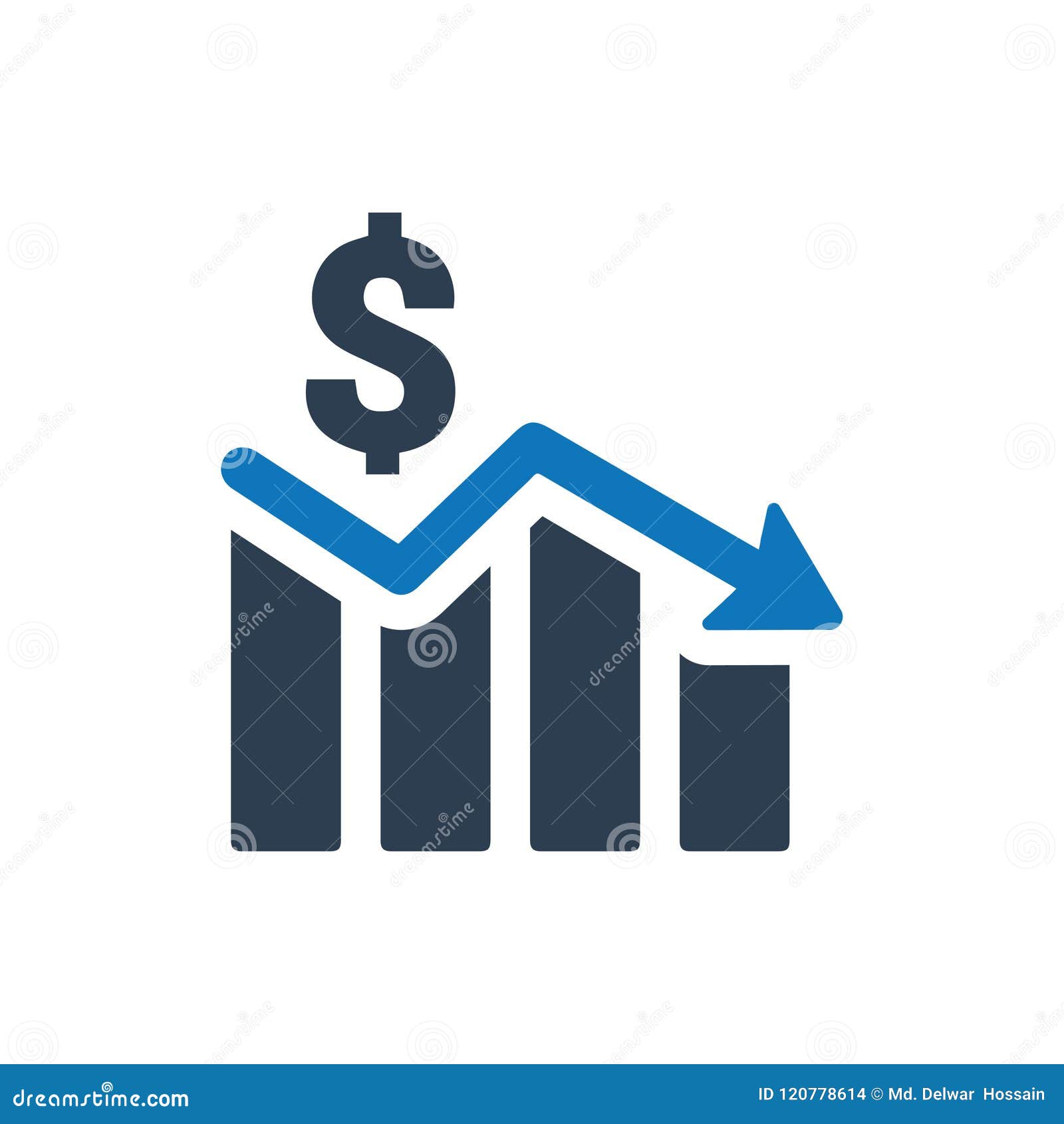 Financial Loss Icon stock vector. Illustration of loss - 120778614
