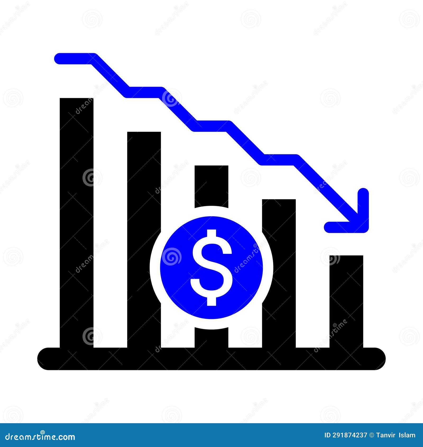 Financial Loss Icon stock vector. Illustration of vector - 291874237