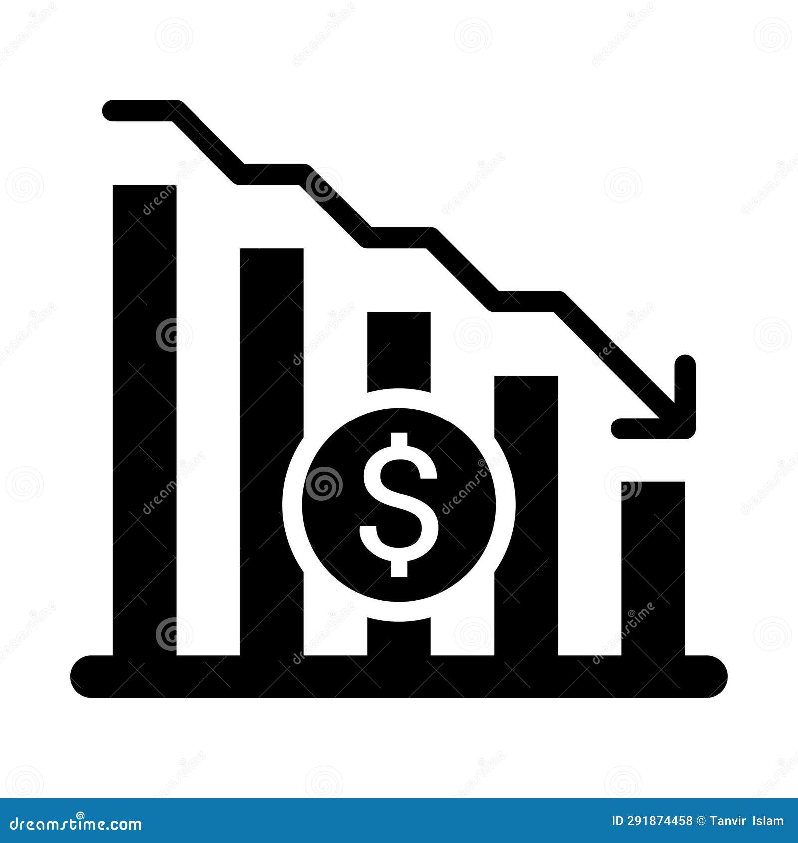 Financial Loss Icon stock illustration. Illustration of vector - 291874458