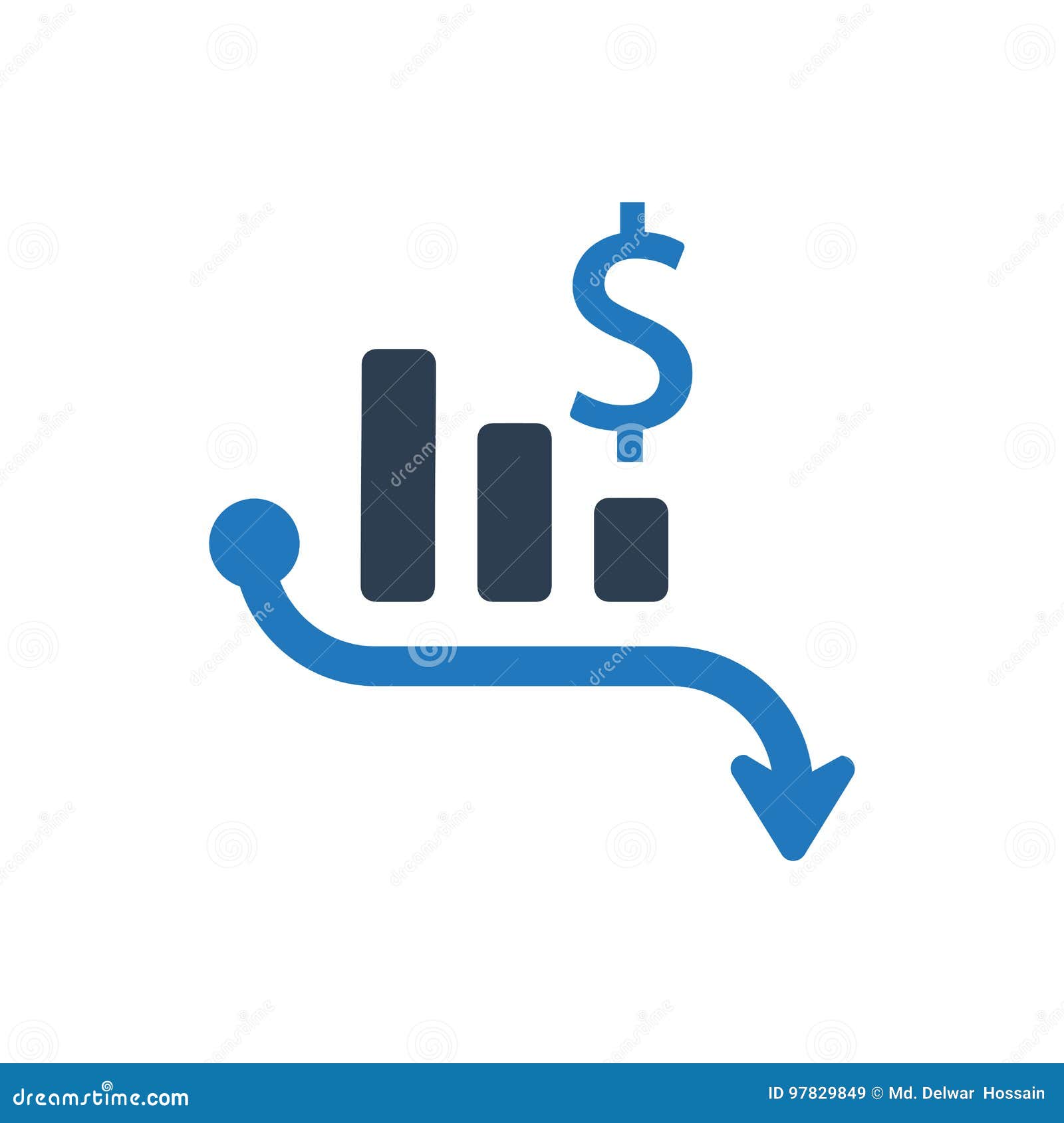 Financial Loss Icon stock vector. Illustration of icon - 97829849
