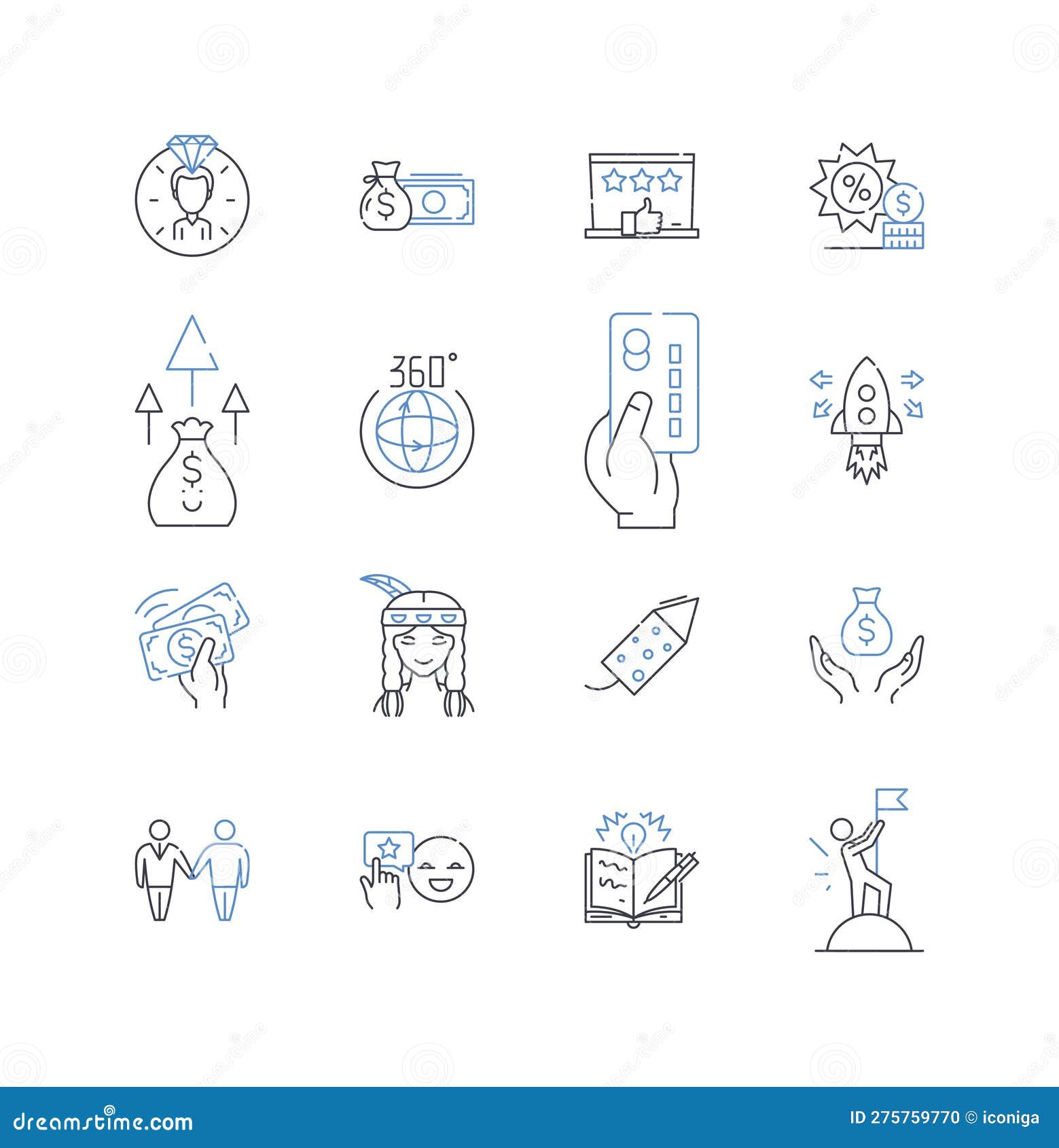 Financial Management Line Icons Collection Budgeting Forecasting