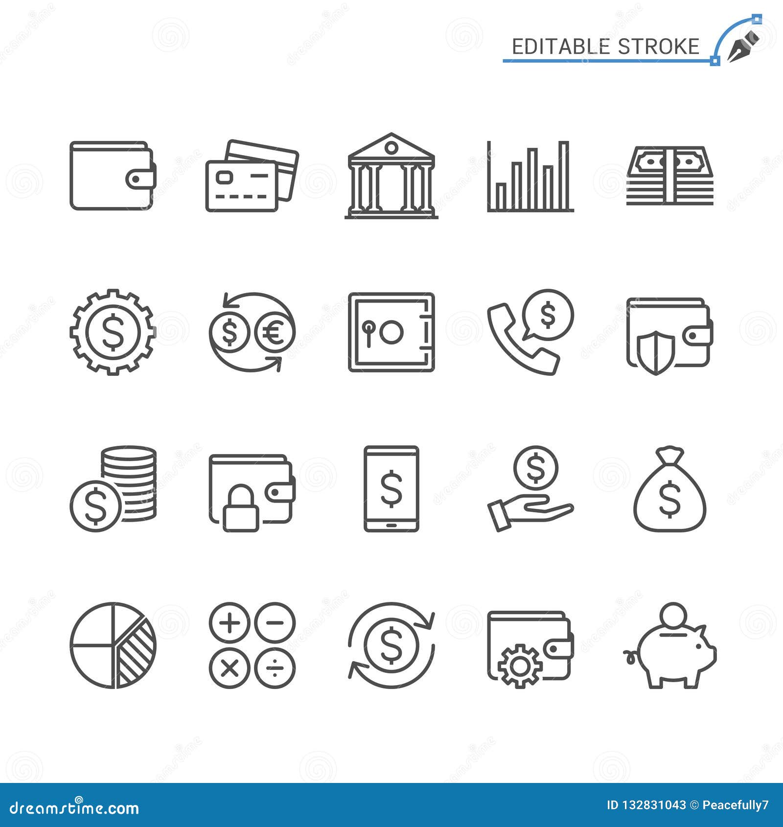 Financial Management Outline Icon Set Stock Vector - Illustration of ...