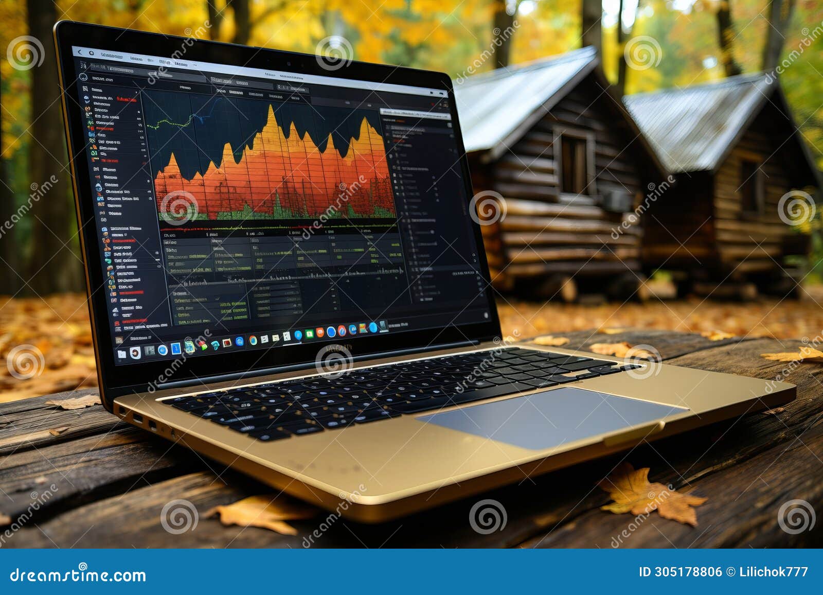 Financial Market Analyst Working on Graphs and Diagrams on Notebook ...