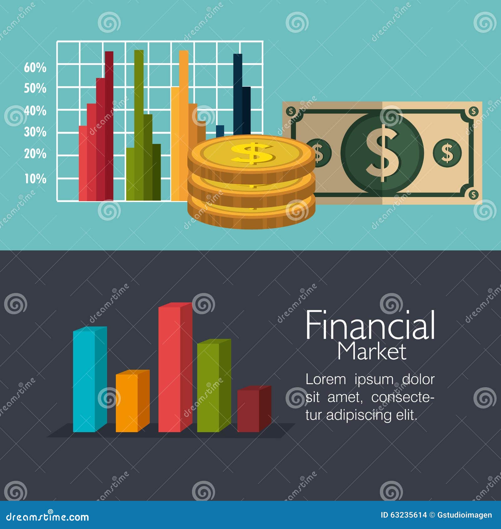 Financial market graphic stock illustration. Illustration of chart ...