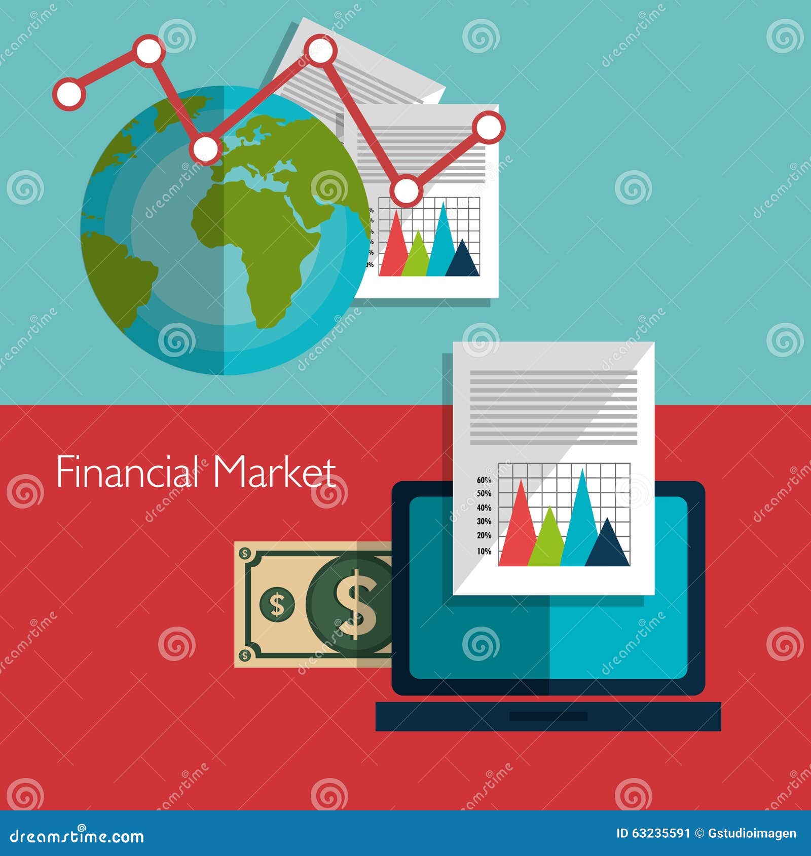 Financial market graphic stock vector. Illustration of data - 63235591
