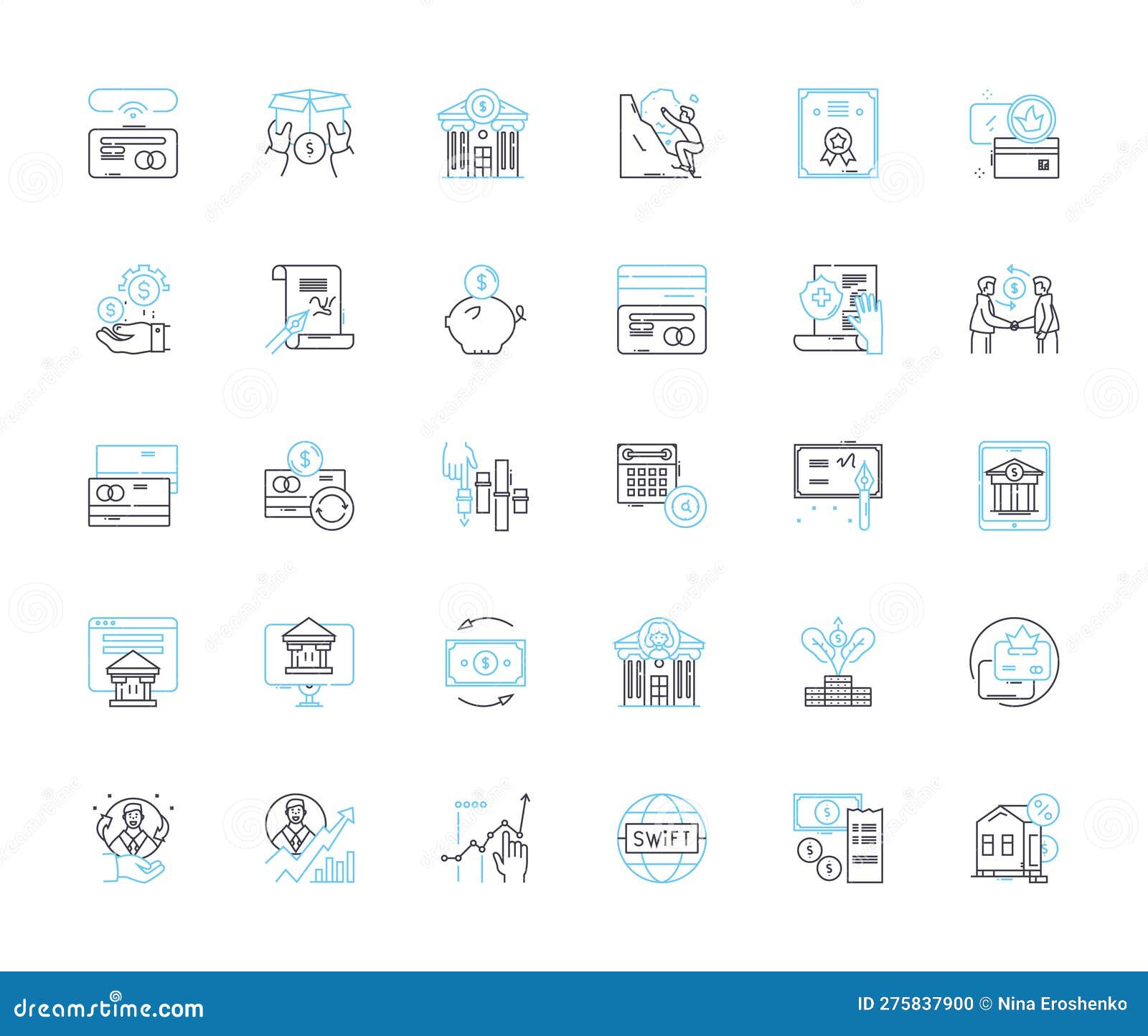 Financial Markets Linear Icons Set Stocks Bonds Commodities Futures