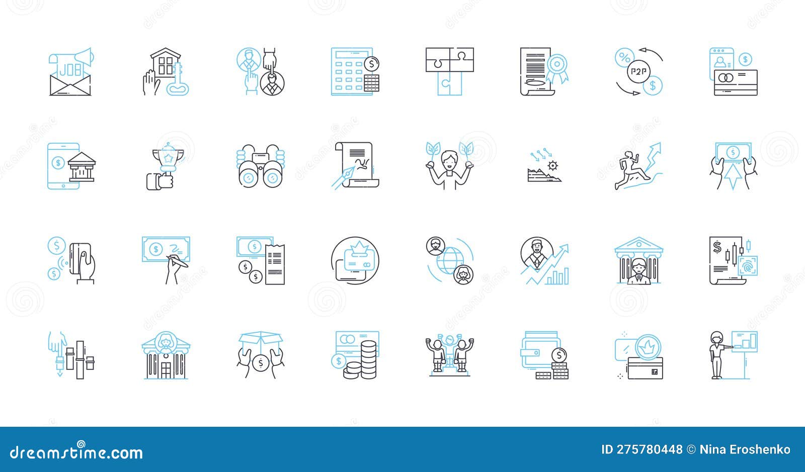 Financial Markets Linear Icons Set Stocks Bonds Commodities Futures