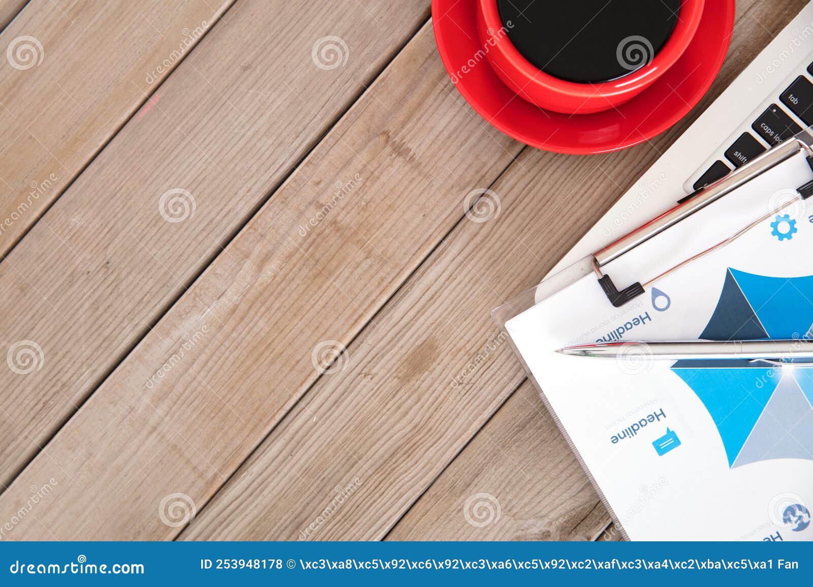 Financial Materials and a Cup of Coffee and Computer on the Table Stock ...