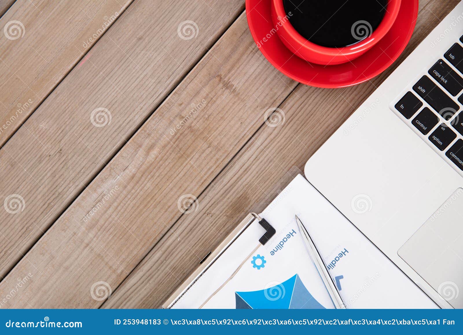 Financial Materials and a Cup of Coffee and Computer on the Table Stock ...