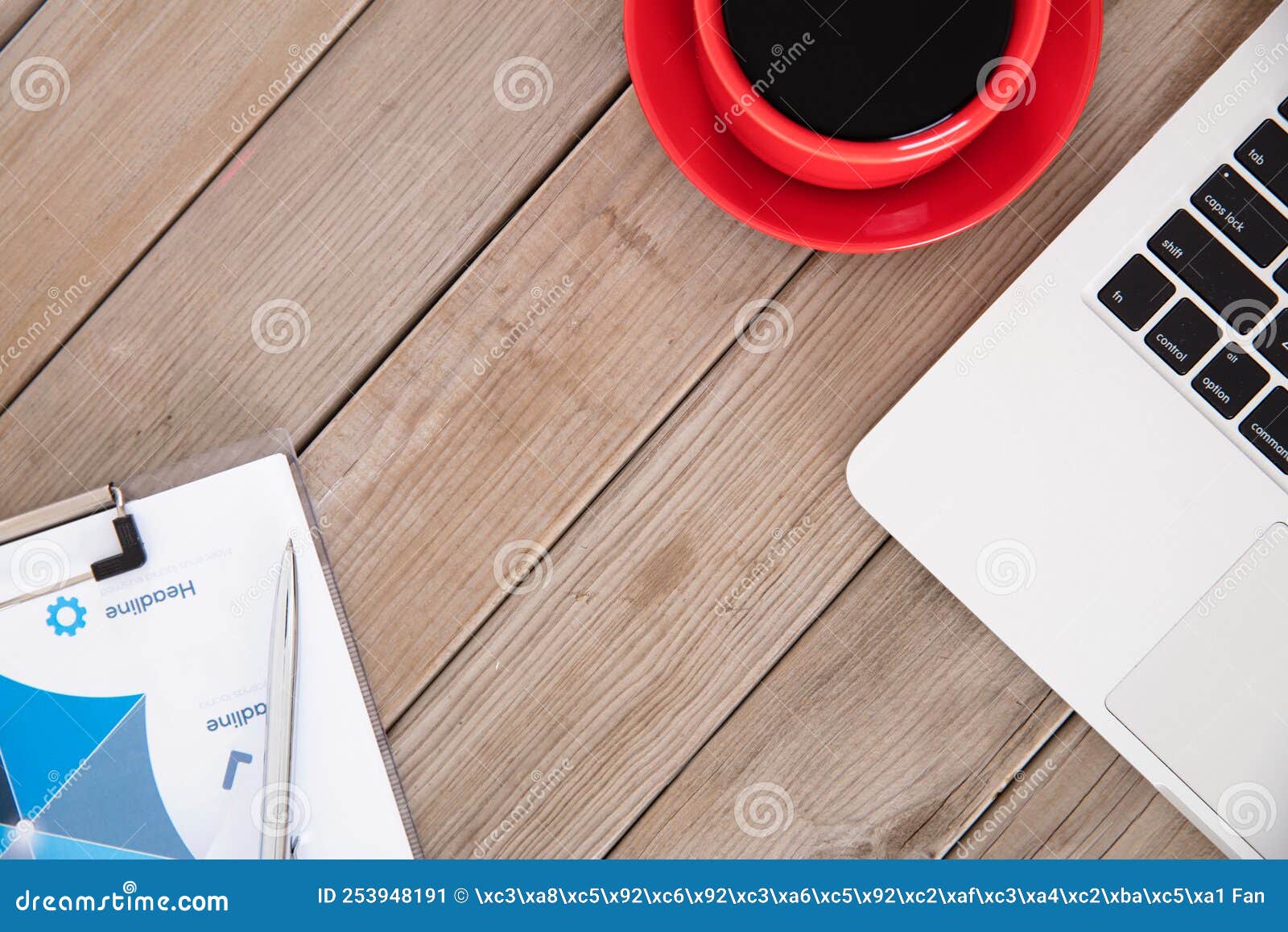 Financial Materials and a Cup of Coffee and Computer on the Table Stock ...