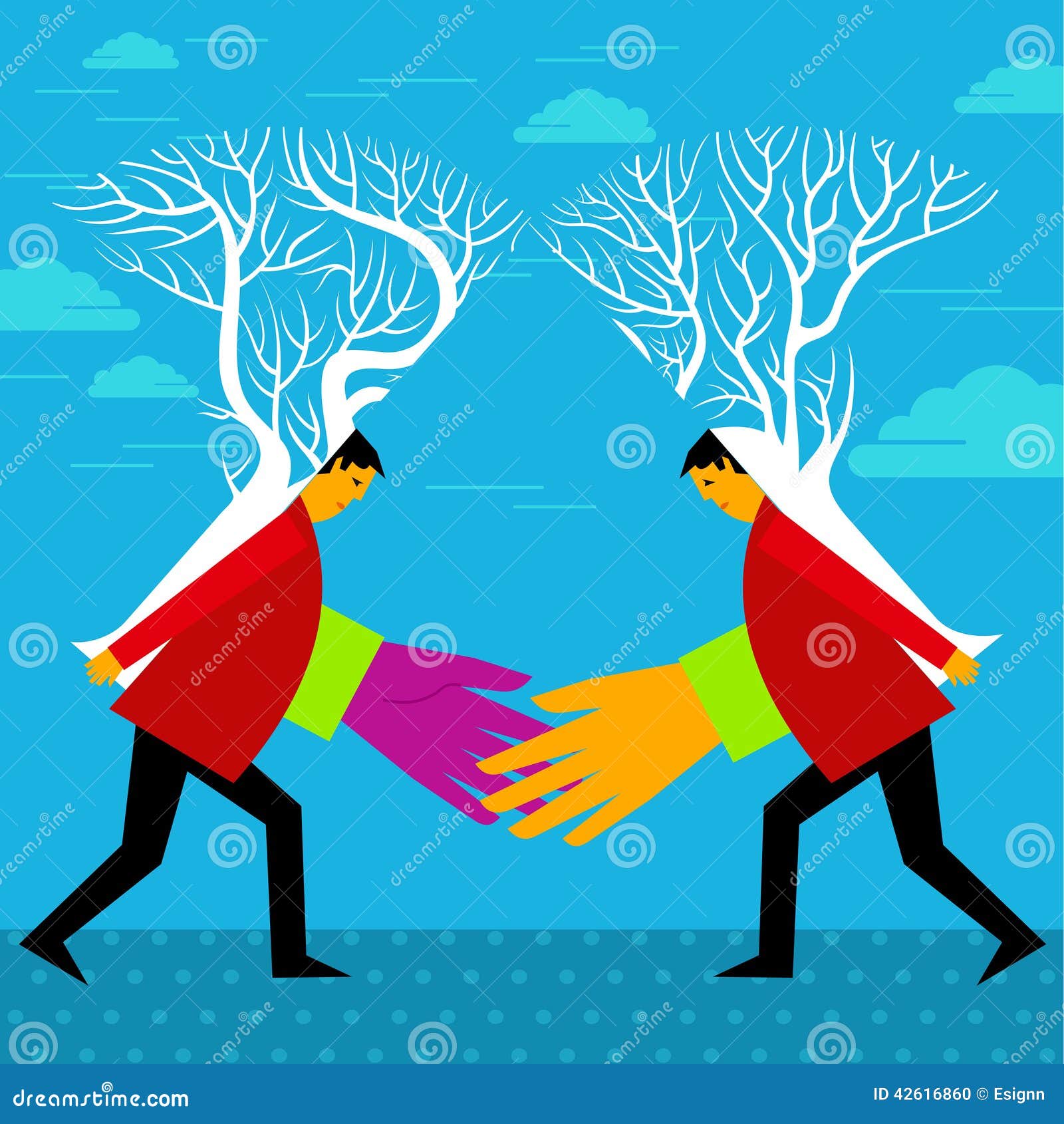 Financial Merger Concept with Two Trees Connecting Stock Vector ...