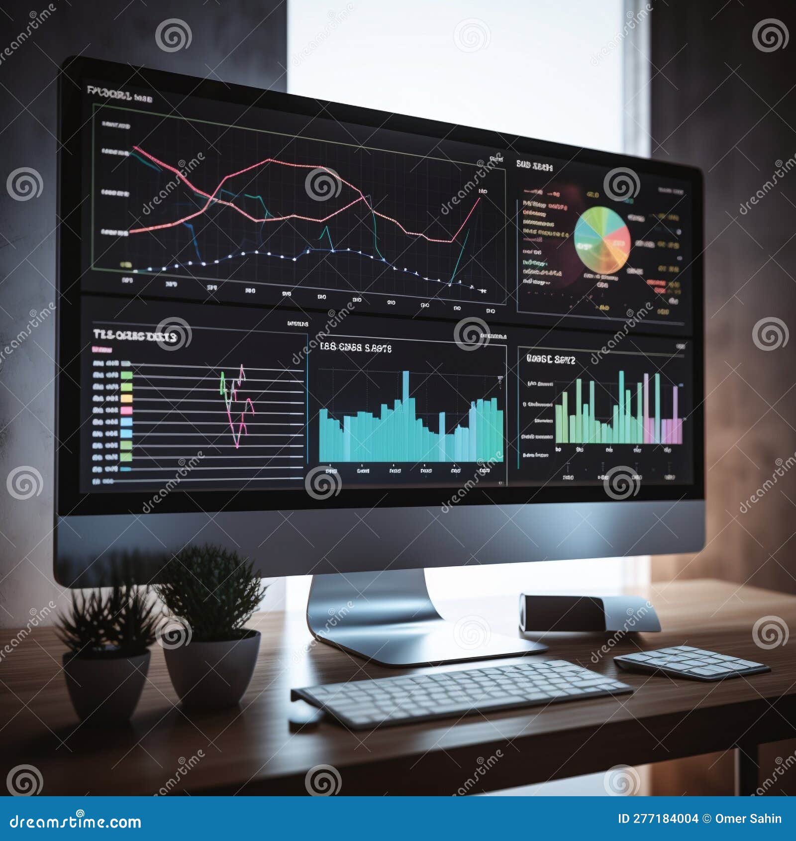 Financial Metrics Graphs and Charts on Computer Screen Stock Photo ...