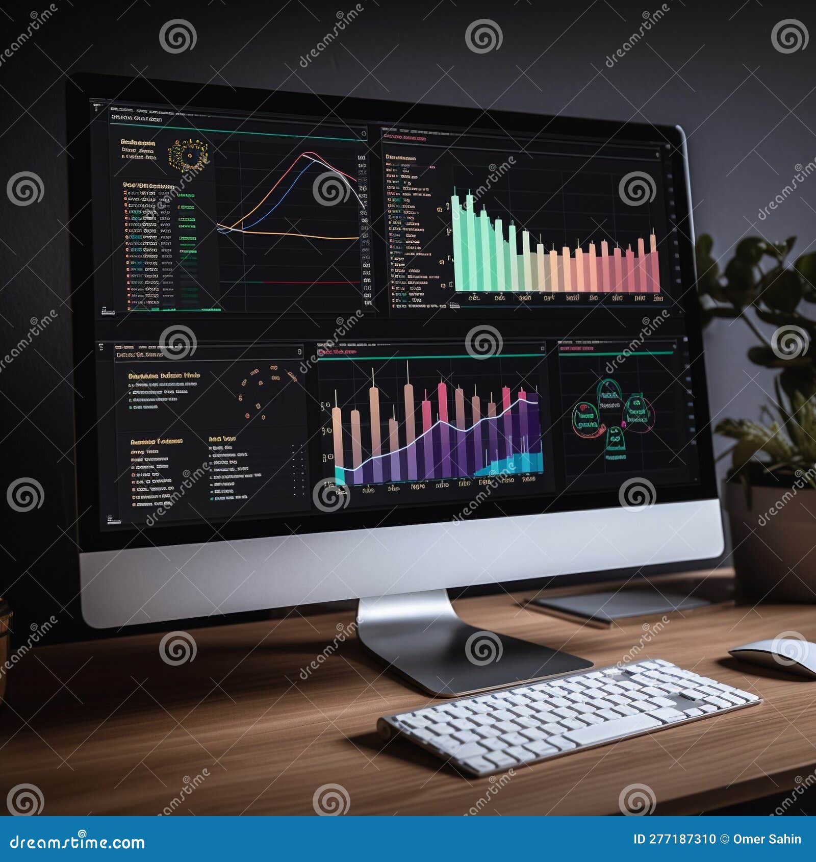 Financial Metrics Graphs and Charts on Computer Screen Stock Photo ...