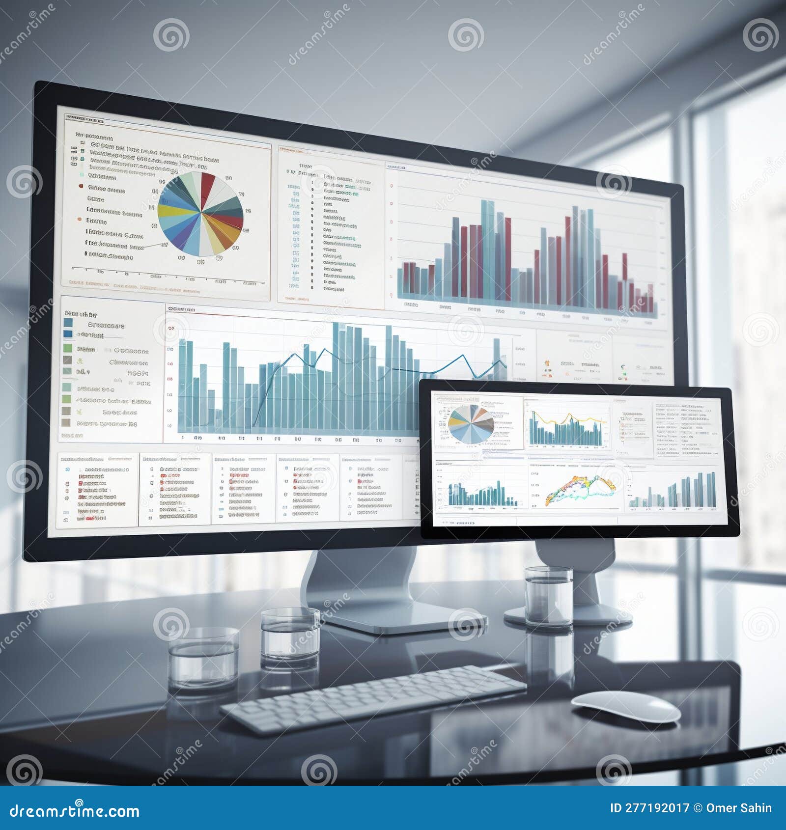 Financial Metrics Graphs and Charts on Computer Screen Stock Image ...