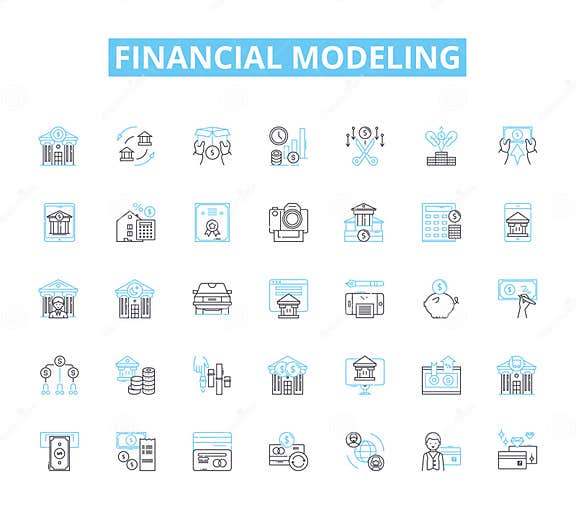 Financial Modeling Linear Icons Set. Forecasting, Analysis, Valuation ...