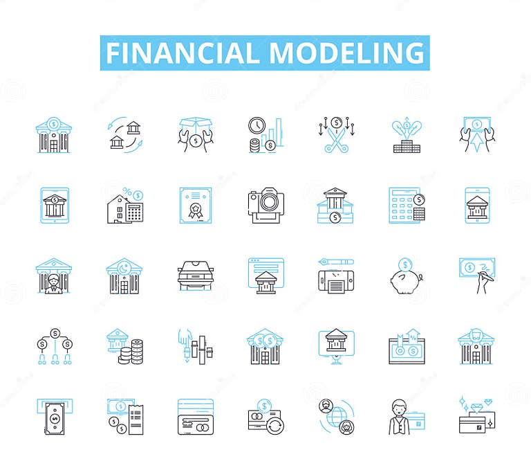 Financial Modeling Linear Icons Set. Forecasting, Analysis, Valuation ...