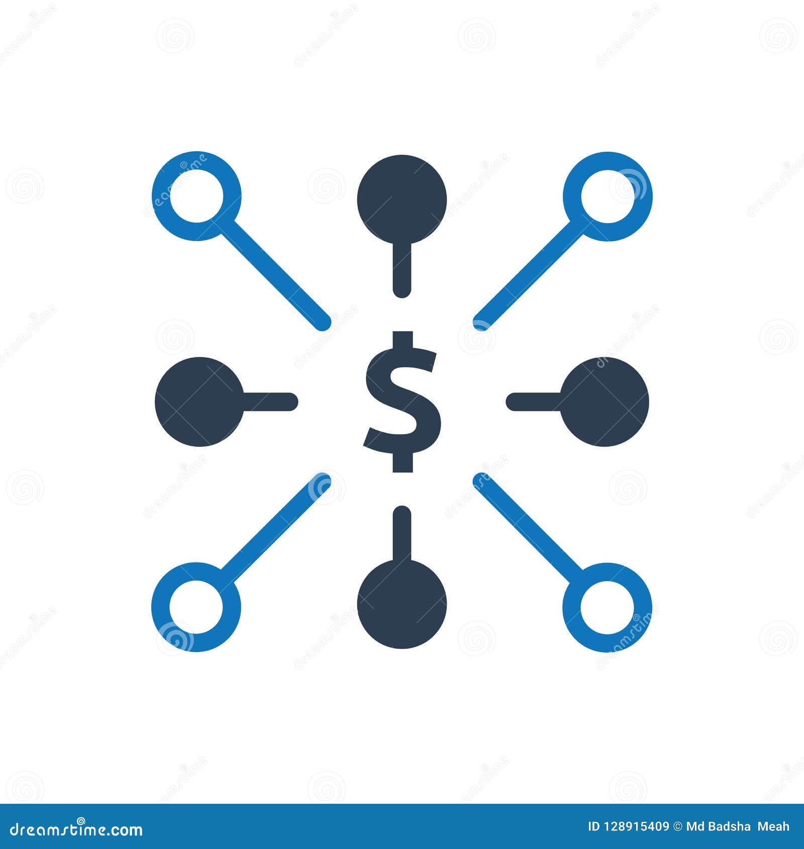 Financial network icon stock vector. Illustration of icon - 128915409