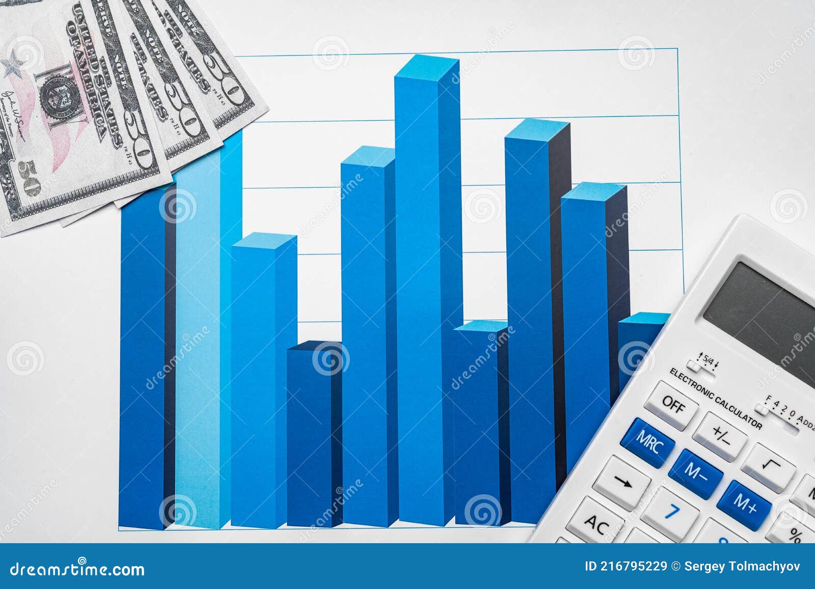 Financial Paper with Charts and Diagrams on Gray Table Stock Image ...