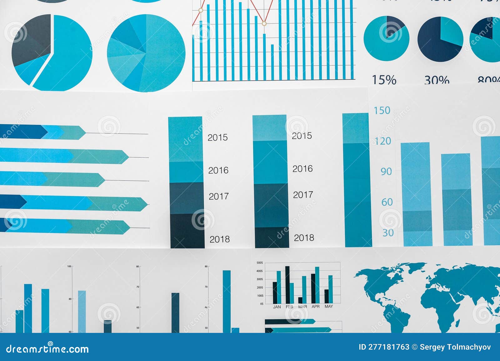Financial Paper with Charts and Diagrams on Gray Table Stock Image ...