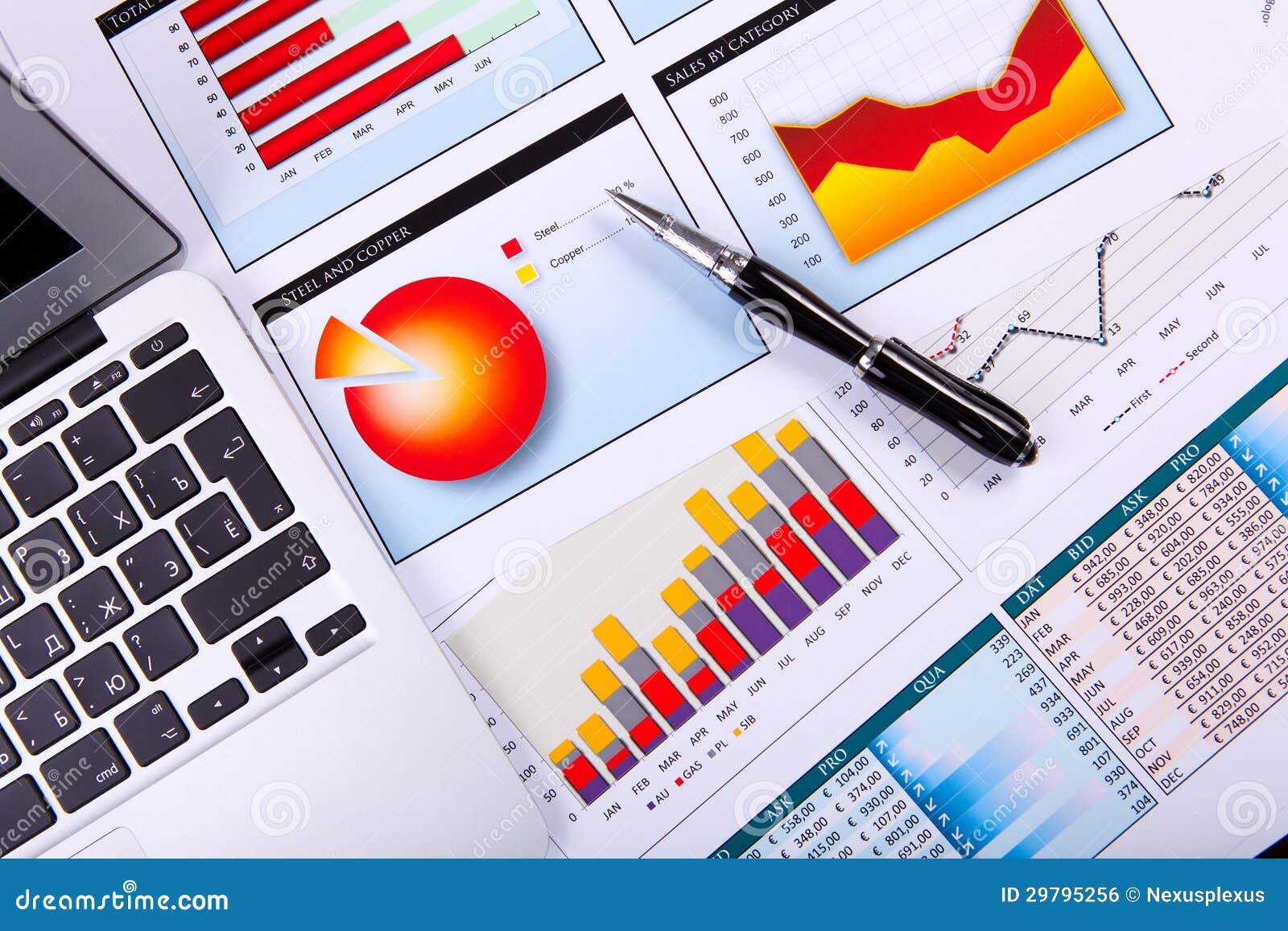 Financial Papers on the Table Stock Photo - Image of development, graph ...