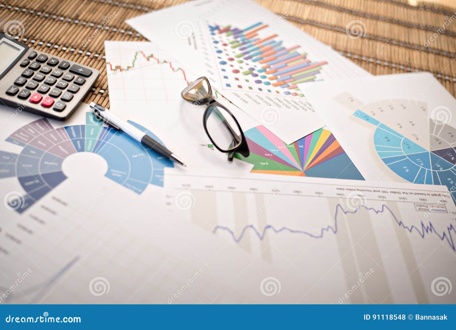 Financial Paper Charts and Graphs on the Table.business Stock Photo ...