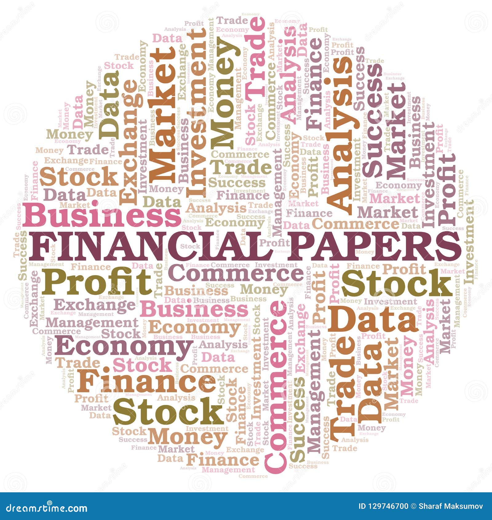 Financial Papers Word Cloud. Stock Illustration - Illustration of ...