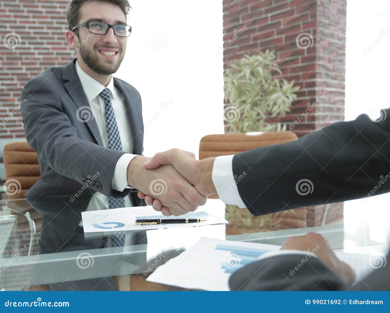 Financial Partners Handshake after Signing Contract Stock Photo - Image ...