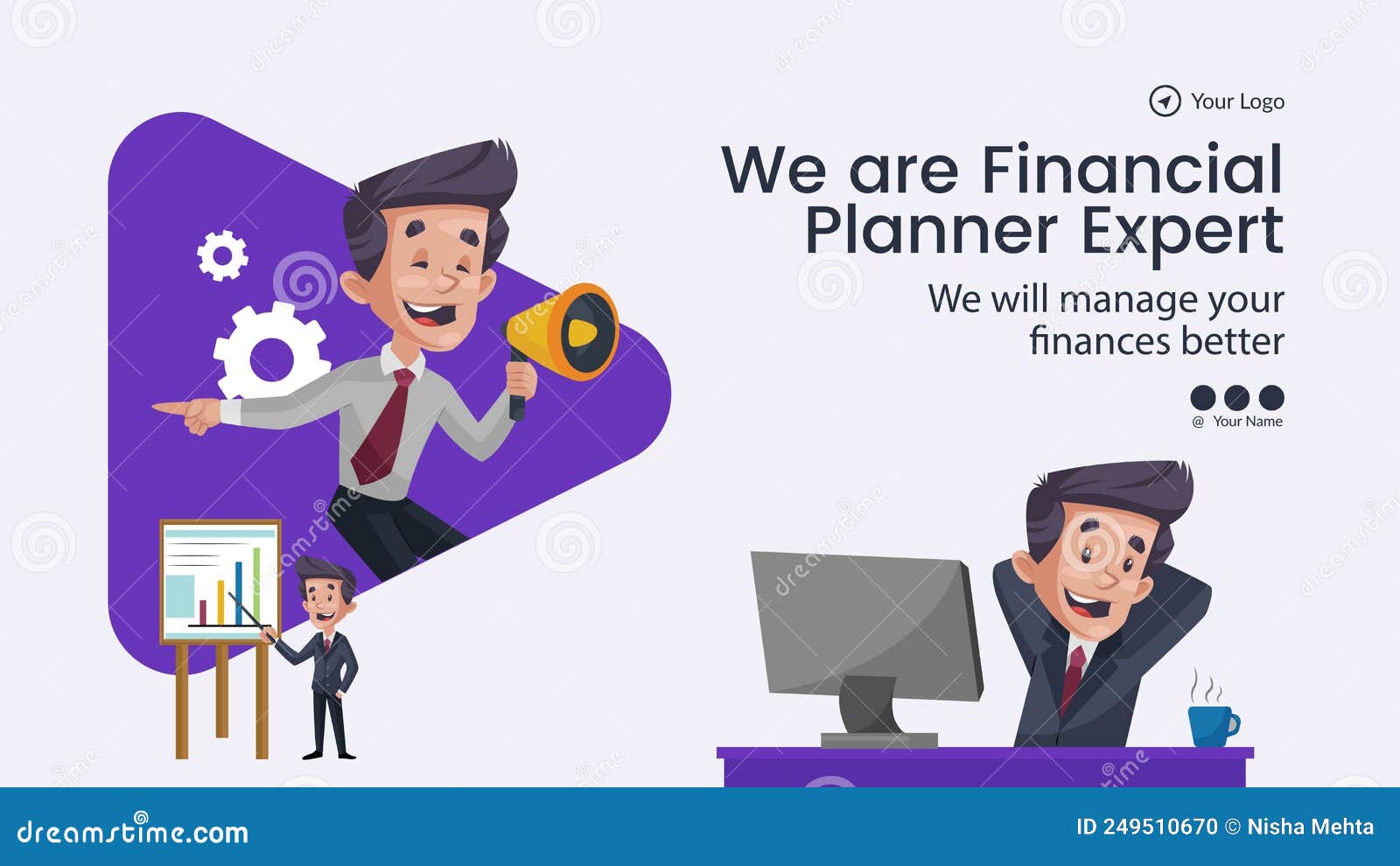 Financial Planner Expert Landscape Banner Design Stock Vector ...