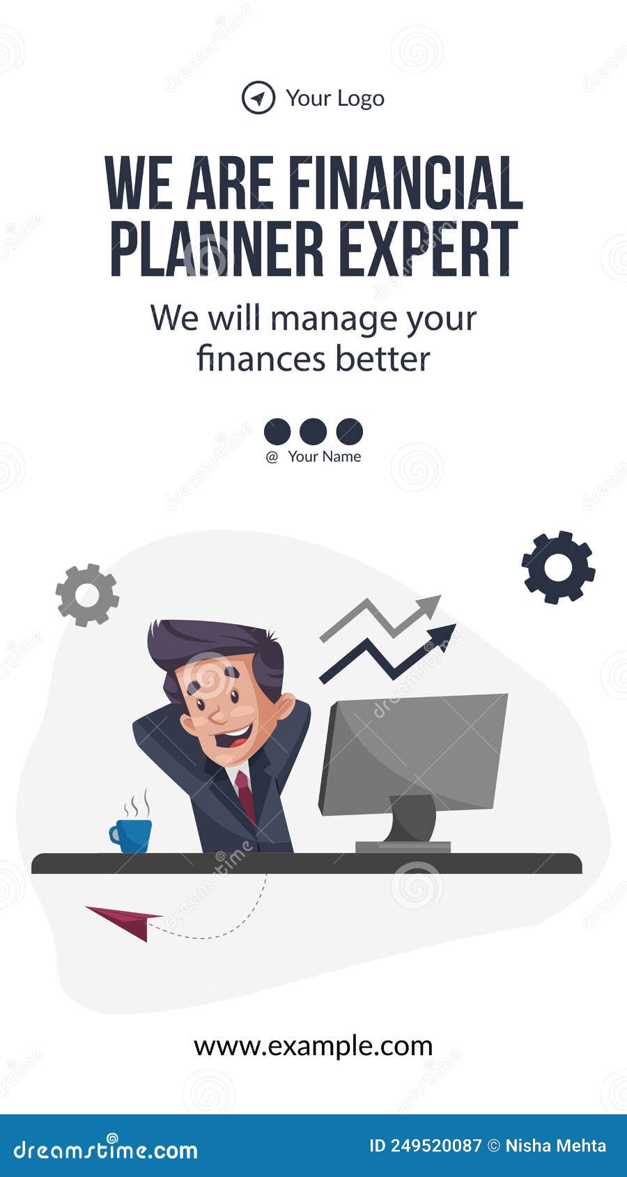 Financial Planner Expert Portrait Template Design Stock Vector ...