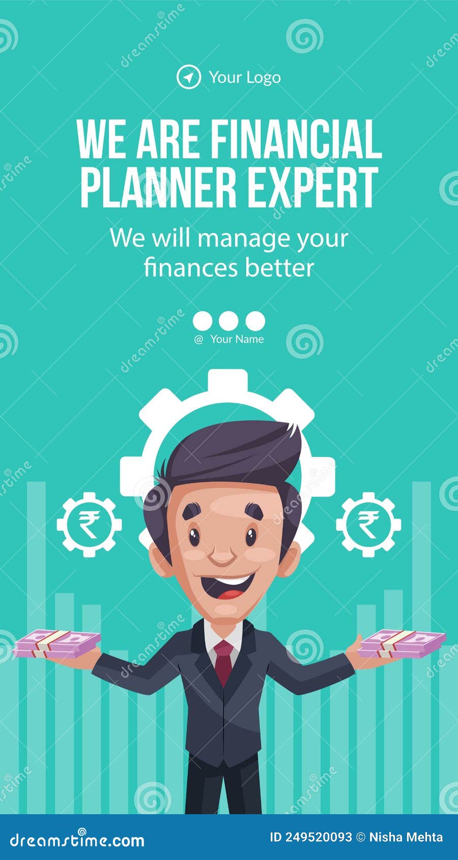 Financial Planner Expert Portrait Template Design Stock Vector ...