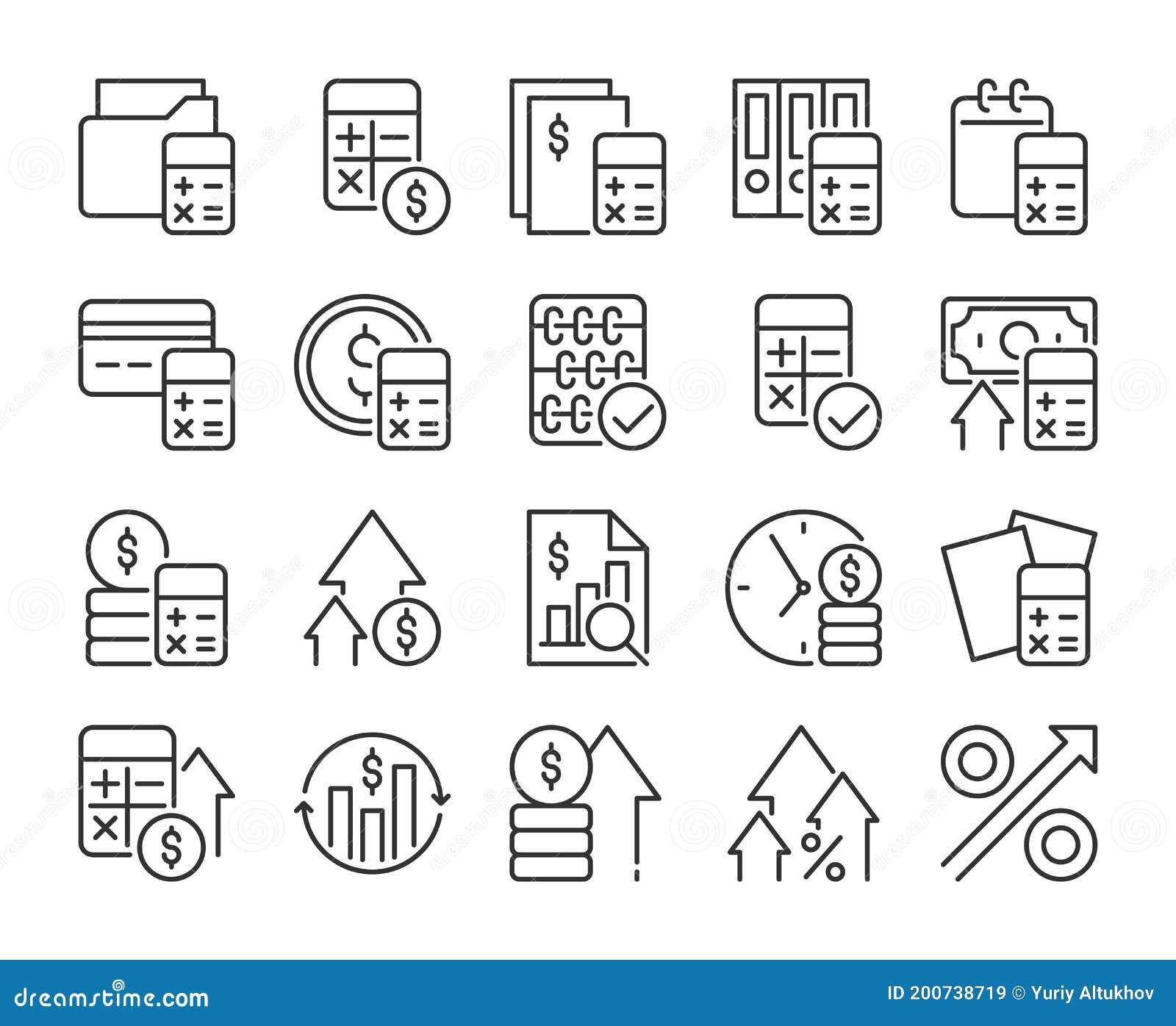 Financial Planning Icon. Financial Planning and Analysis Line Icons Set ...