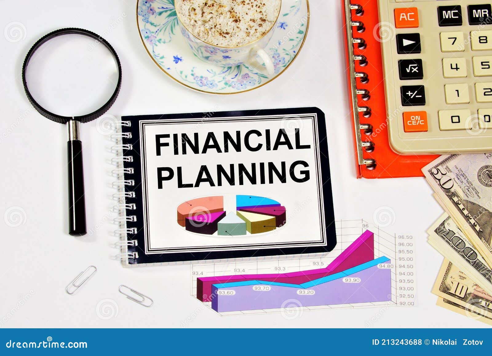 Financial Planning. a Text Label in a Working Notebook Stock Photo ...