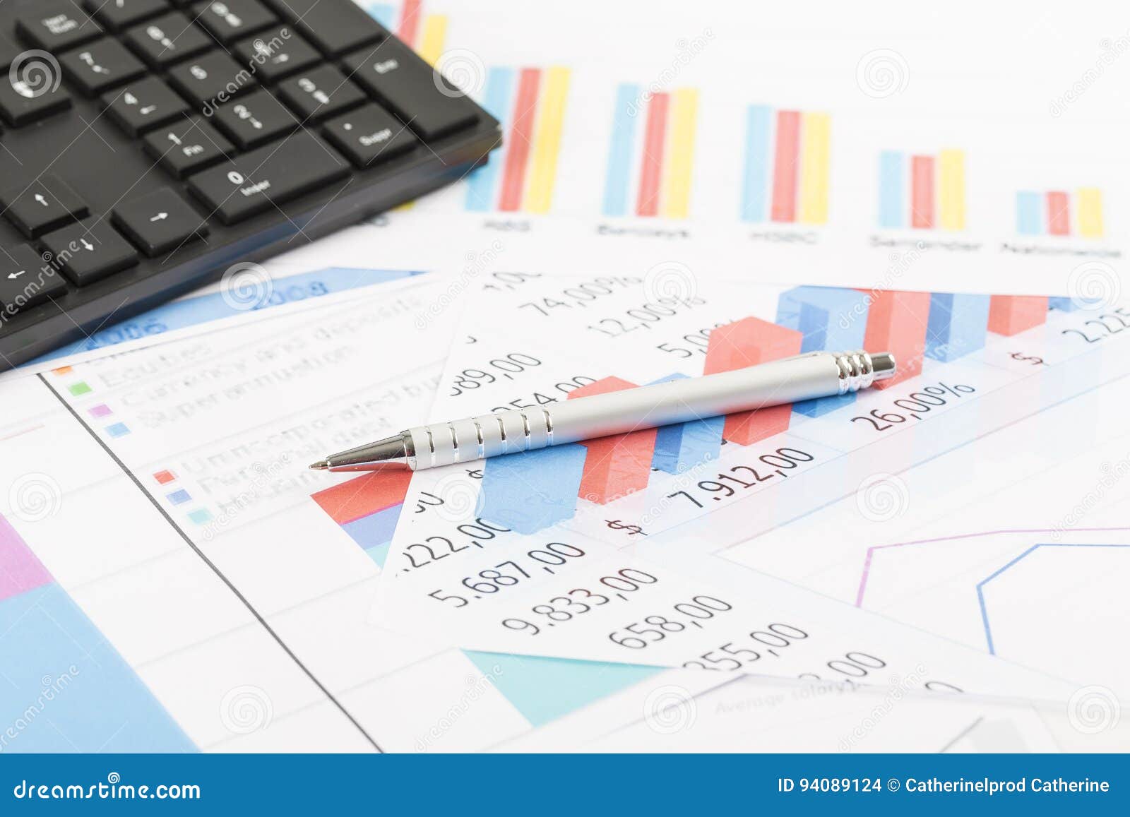 Financial Printed Paper Charts, Graphs on Desk Stock Photo - Image of ...