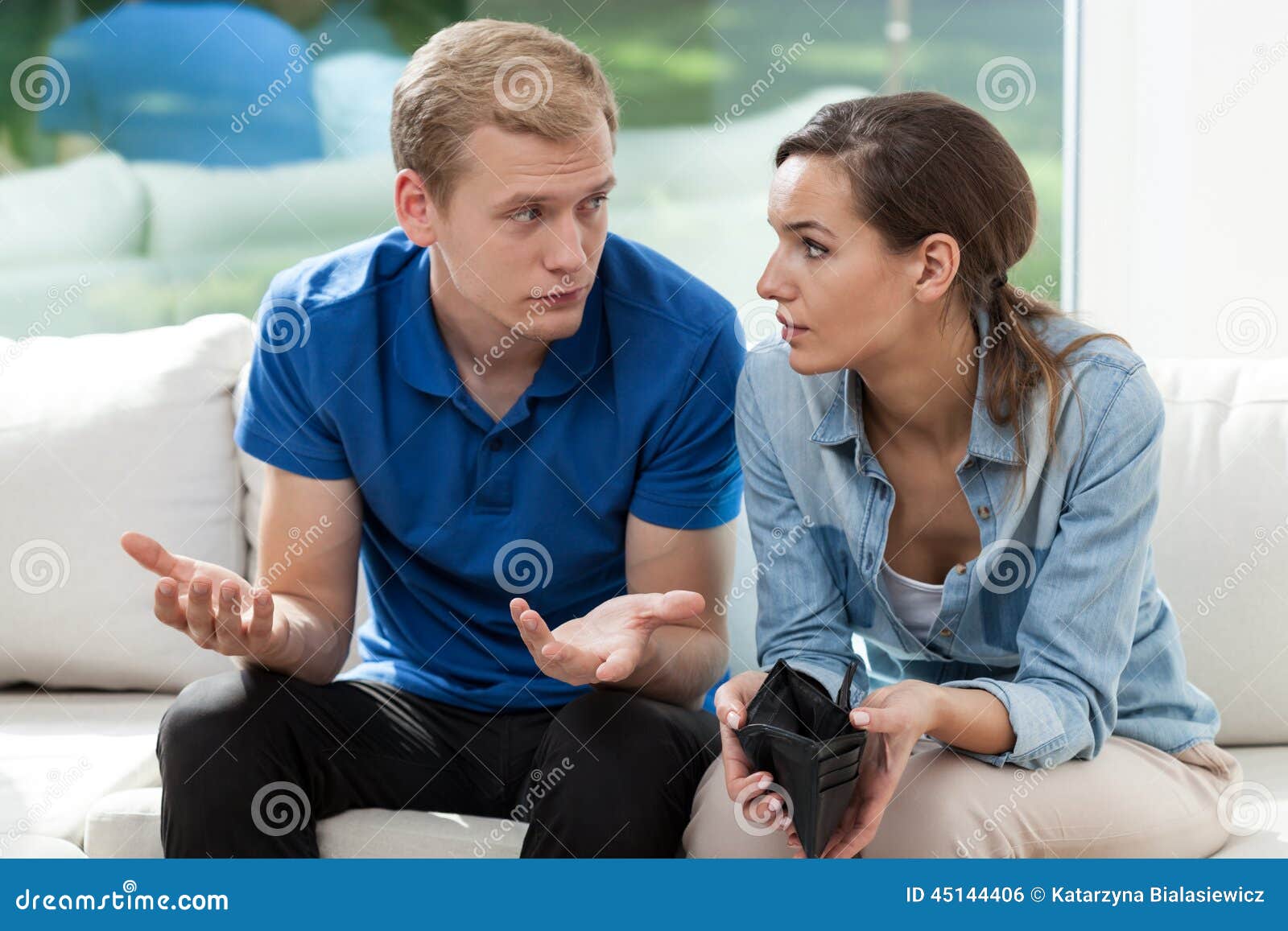 Financial Problem in Young Marriage Stock Photo - Image of couch ...