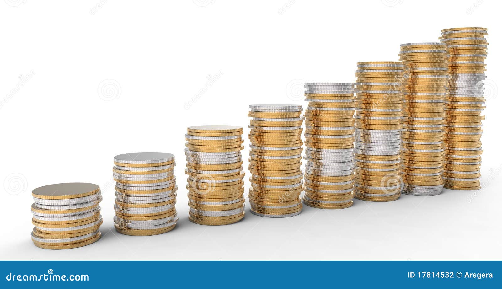 Financial Progress: Golden and Silver Coins Stacks Stock Illustration ...