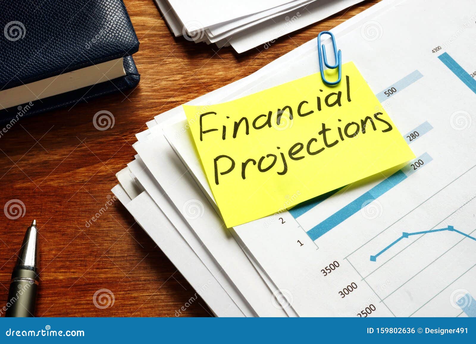 Financial Projections Label on a Pile of Business Documents Stock Photo ...
