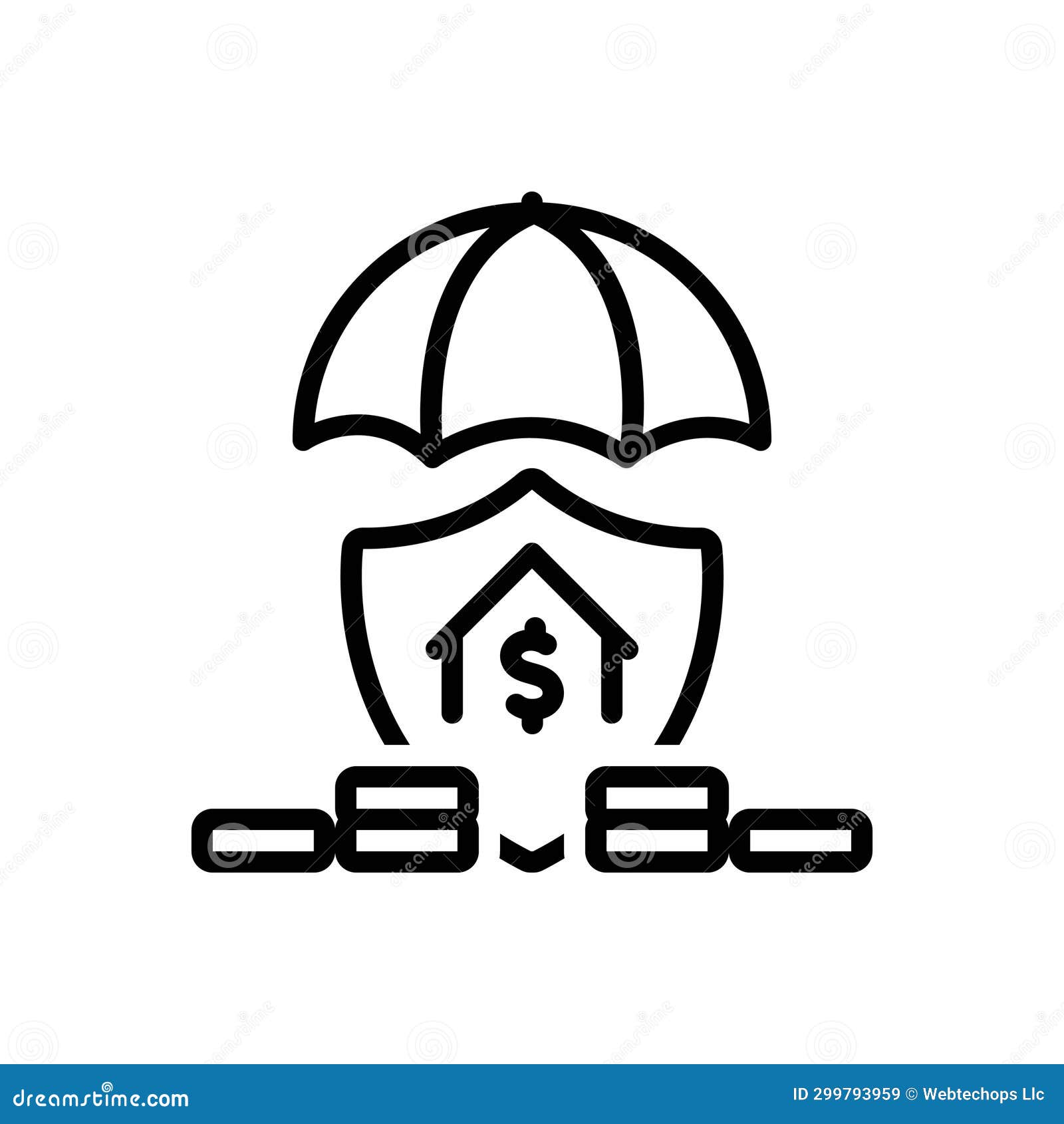 Black Line Icon for Financial Protection, Financial and Insurance Stock ...