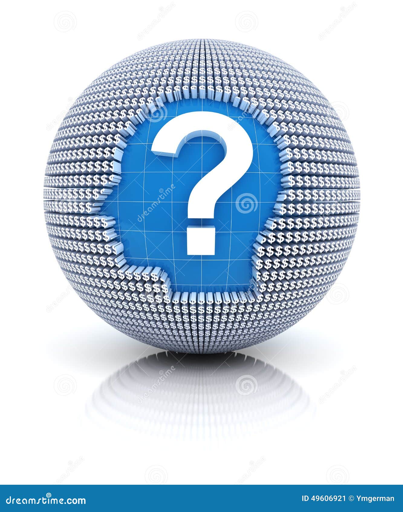 Financial Questions Icon on Globe Formed by Dollar Stock Illustration ...