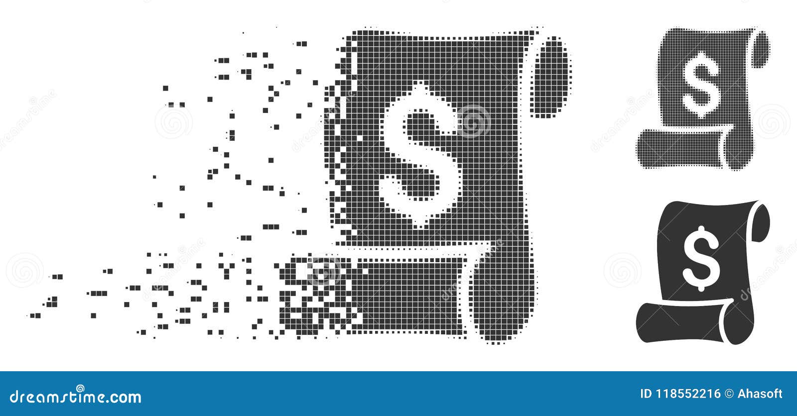 Financial Receipt Roll Decomposed Pixel Icon Stock Vector ...