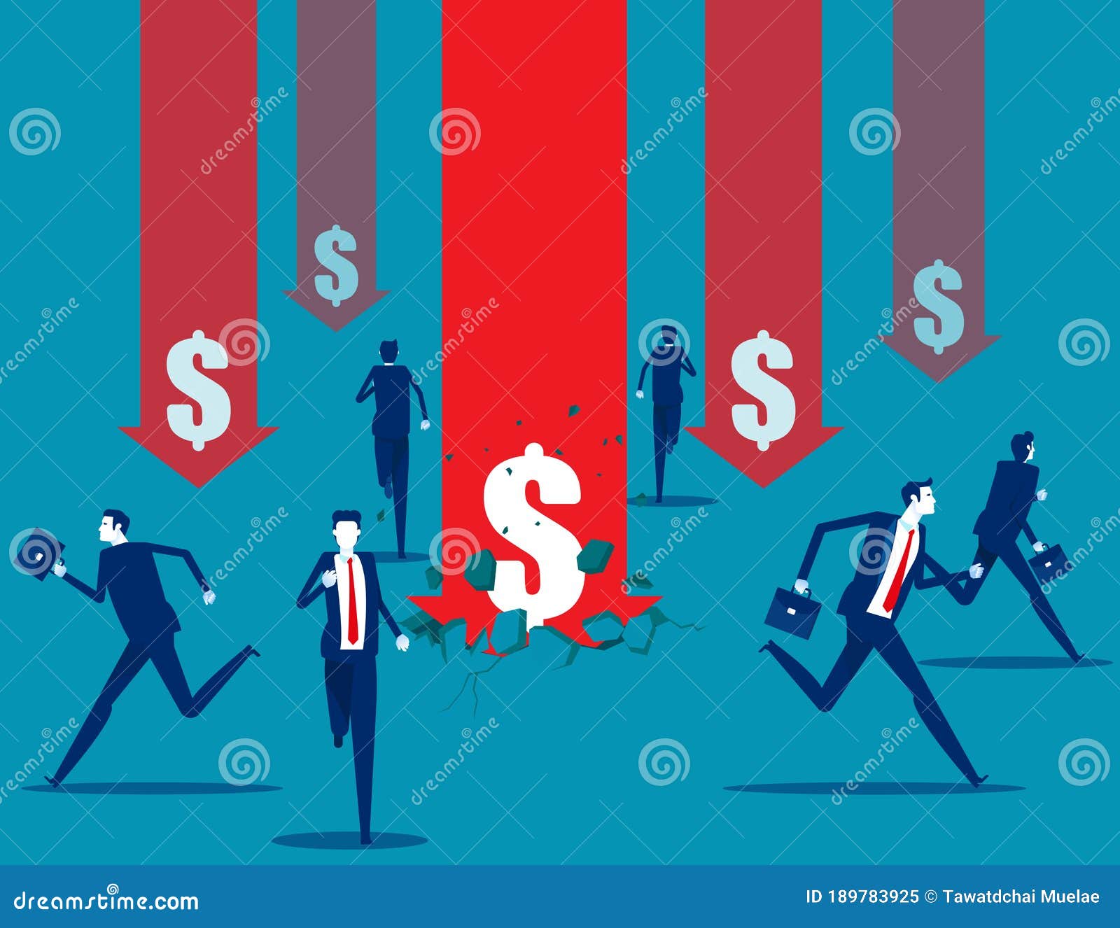 Financial Reduction. Dollar Down Concept Stock Vector - Illustration of ...
