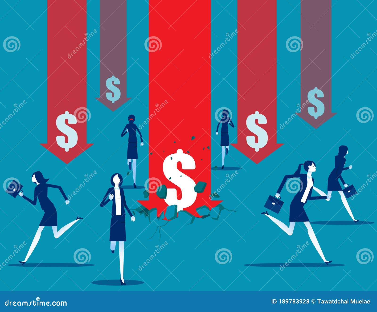 Financial Reduction. Dollar Down Concept Stock Vector - Illustration of ...
