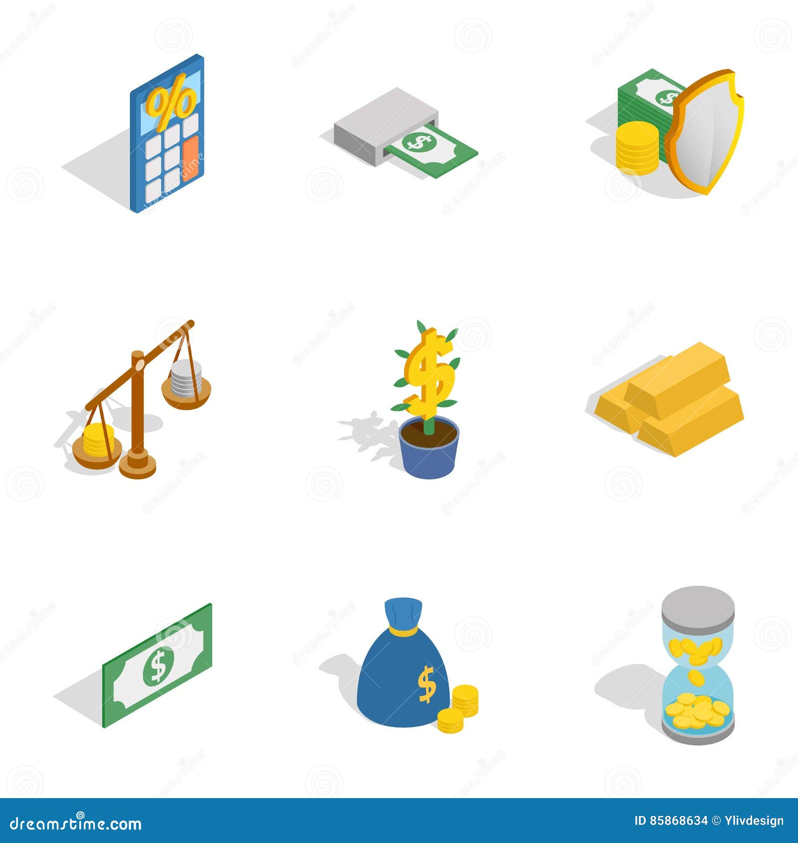 Financial Related Icons, Isometric 3d Style Stock Vector - Illustration ...