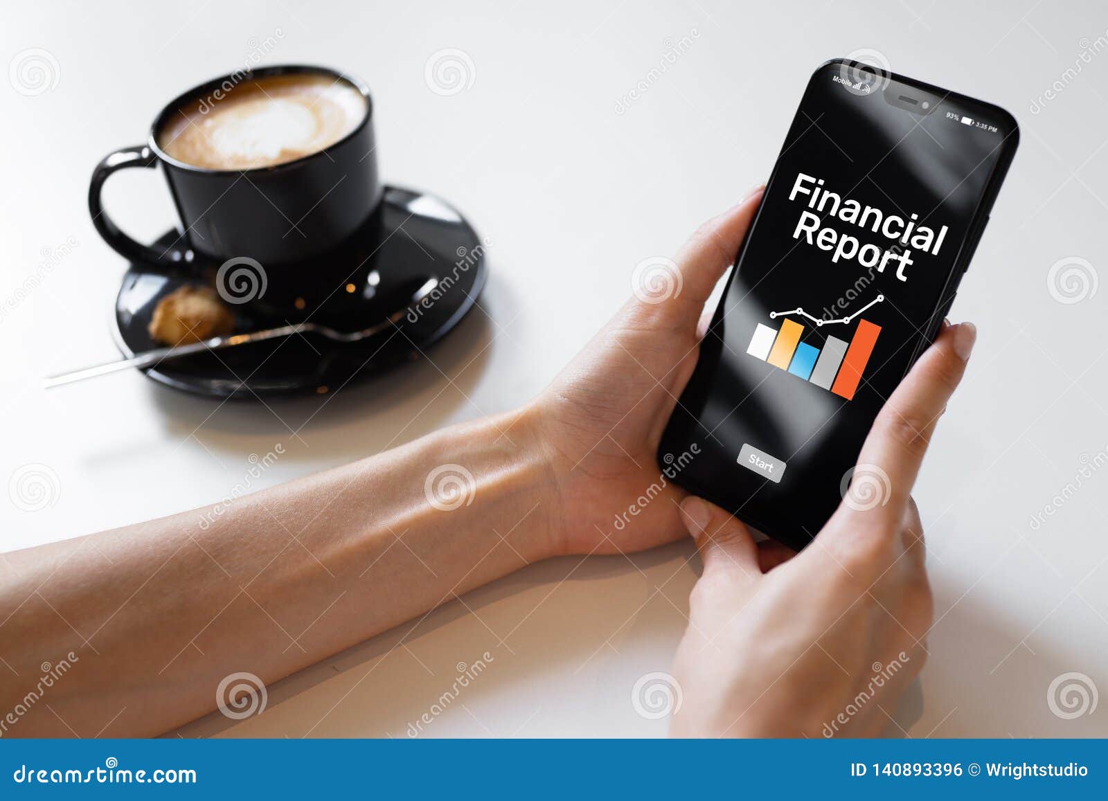 Financial Report Application on Mobile Phone Screen. Digital Banking ...