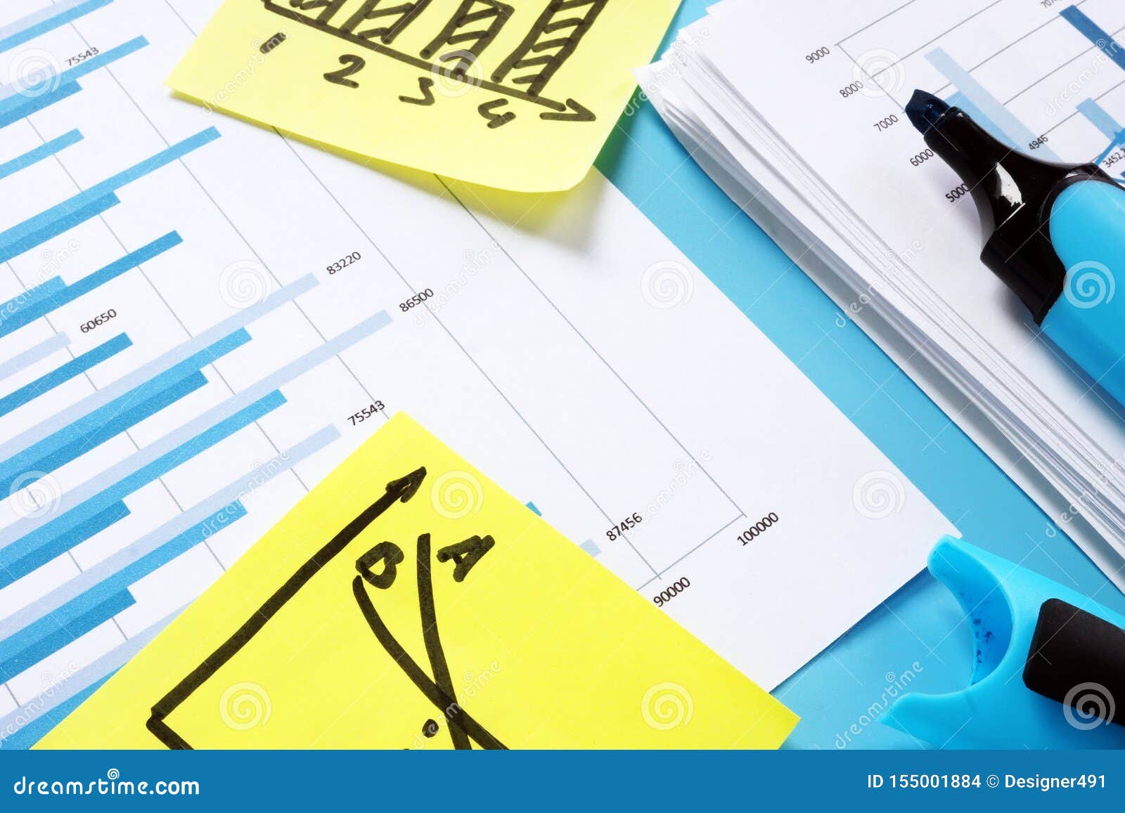 Financial Report for Audit. Stack of Papers with Business Charts Stock ...