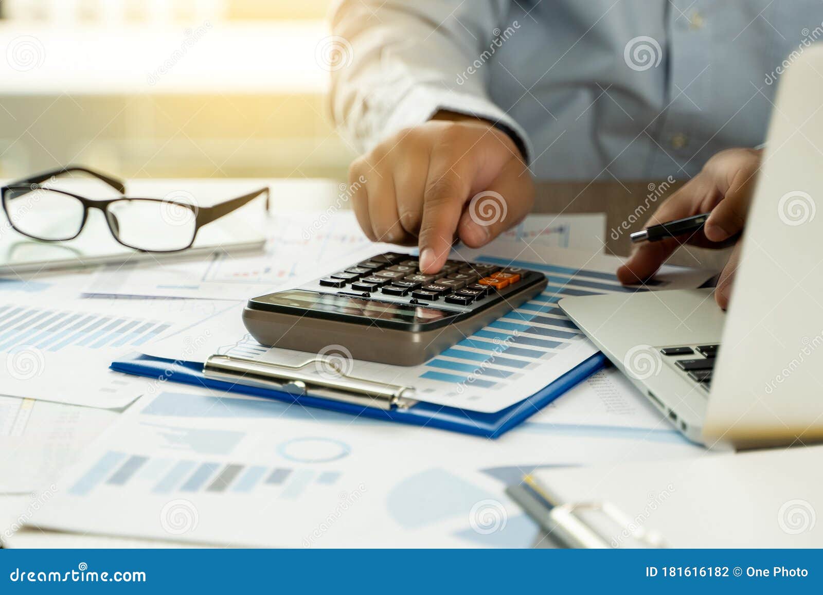 Pen And Calculator On Graph And Quarterly Chart Paper With Artificial ...