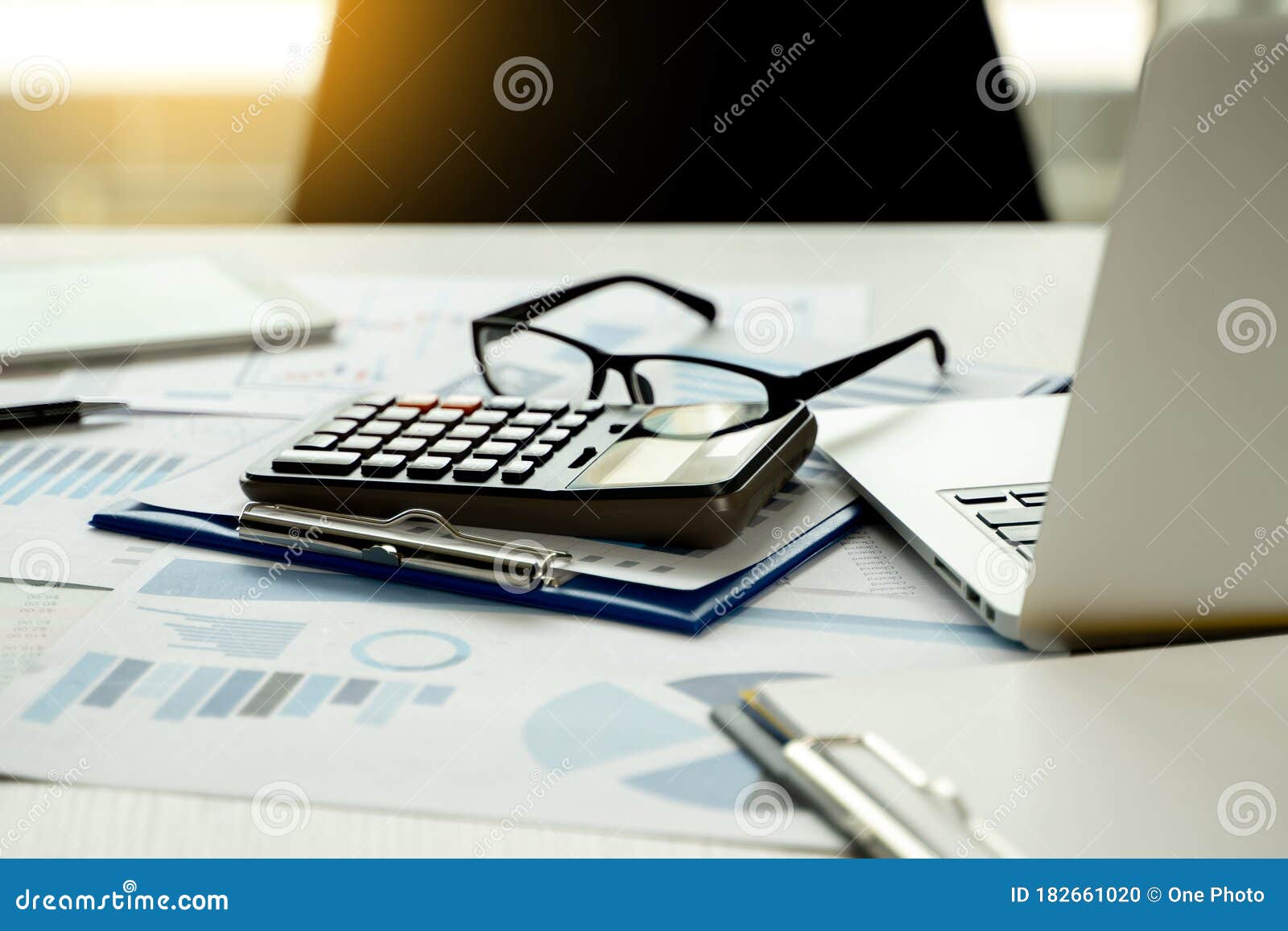 Pen And Calculator On Graph And Quarterly Chart Paper With Artificial ...