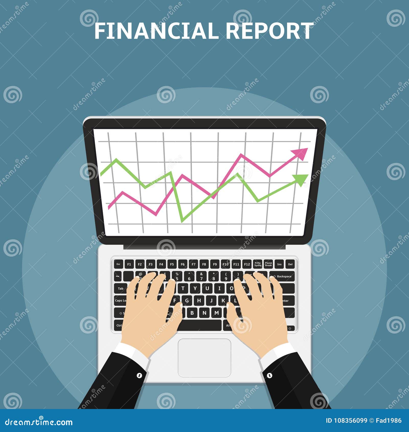 Financial Report Concept. Flat Design. Stock Vector - Illustration of ...