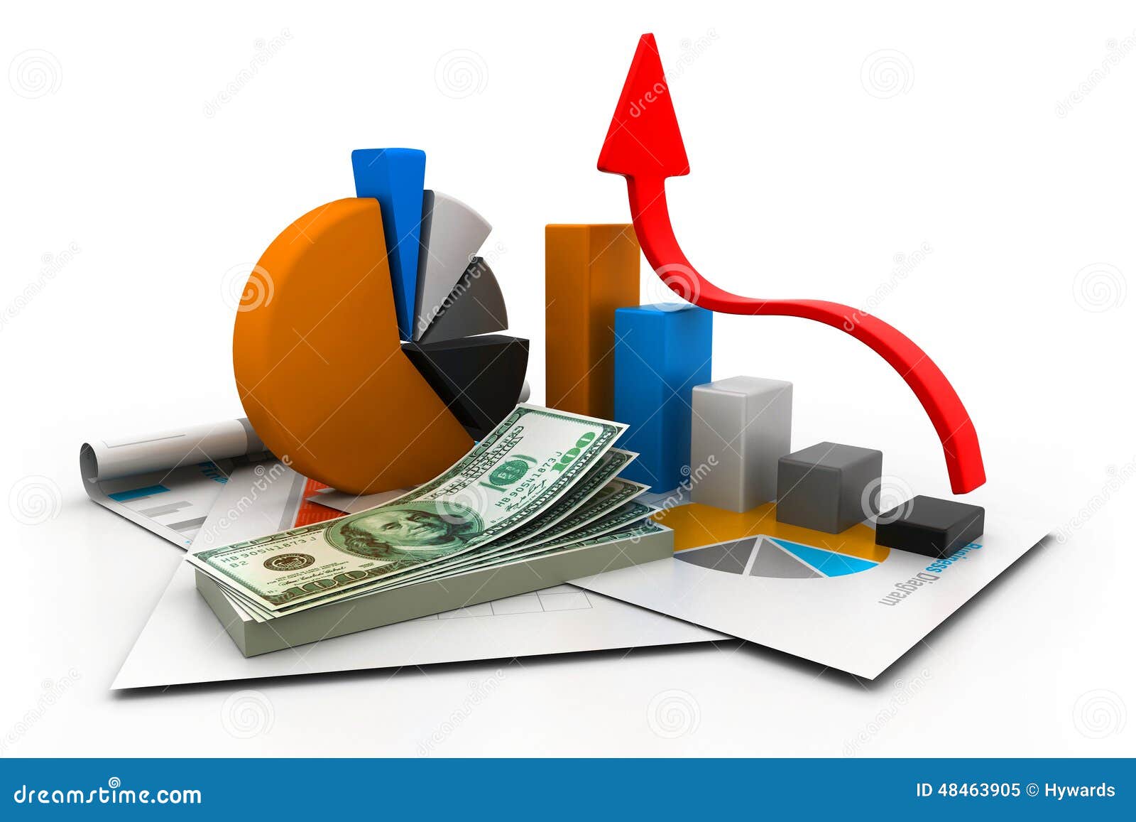 Financial report and graph stock illustration. Illustration of improve ...