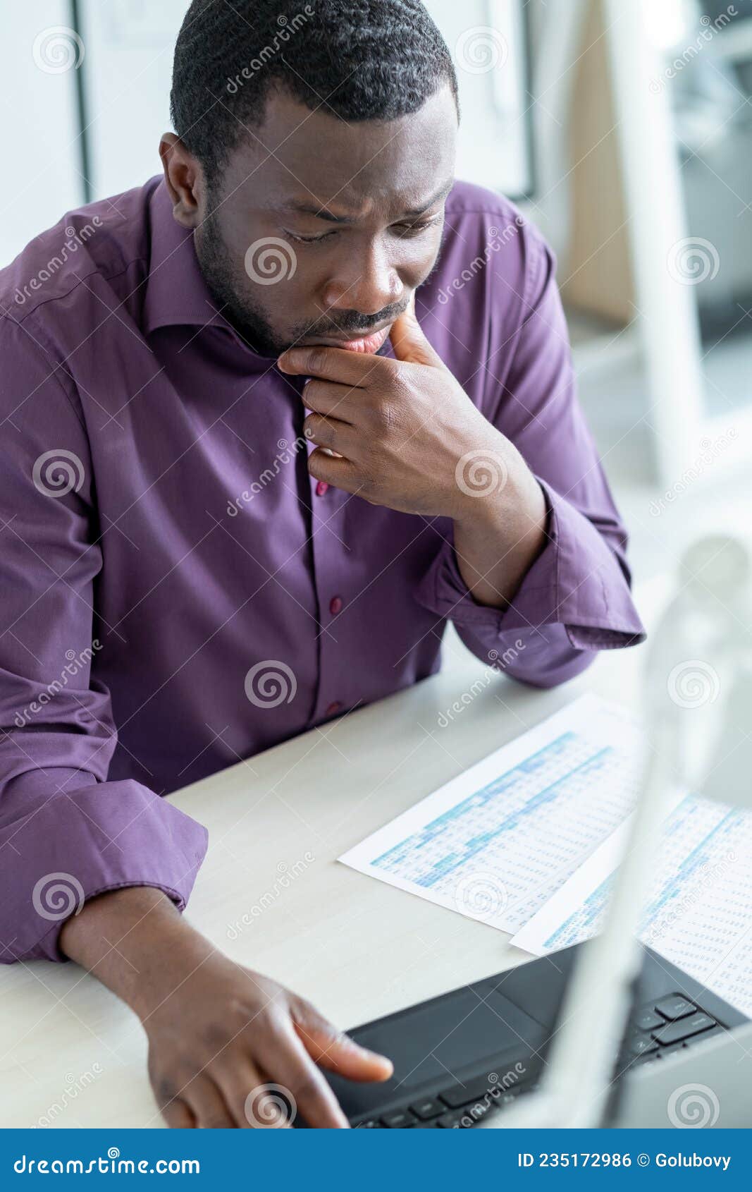 Financial Report Puzzled Male Worker Difficult Stock Photo - Image of ...